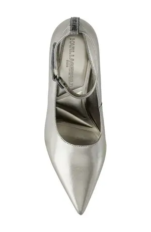 Karl Lagerfeld Paris Sury Ankle Strap Pumps - Pewter