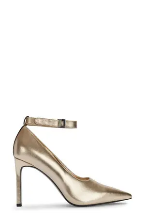 Karl Lagerfeld Paris Sury Ankle Strap Pumps - White Gold