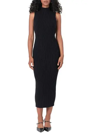 Endless Rose Mock Neck Ribbed Sweater Dress