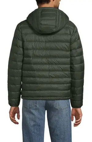 LANDS' END Wanderweight Ultralight Packable Hooded Down Jacket - Darkest Olive