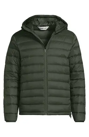 LANDS' END Wanderweight Ultralight Packable Hooded Down Jacket - Darkest Olive