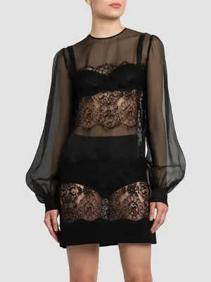 Dolce & Gabbana Organza Lace-panel Minidress