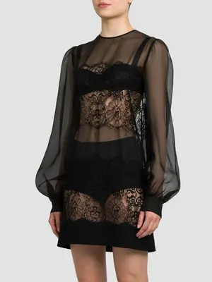 Dolce & Gabbana Organza Lace-panel Minidress