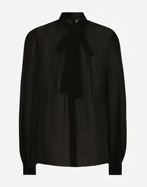 Dolce & Gabbana Silk Chiffon Shirt With Pussy-bow - Black