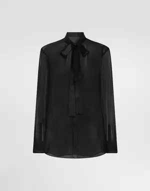 Dolce & Gabbana Dolce & Gabbana Silk Chiffon Shirt With Pussy-bow Black