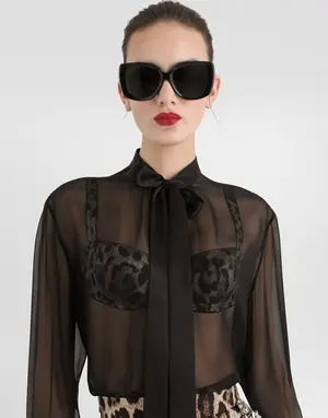 Dolce & Gabbana Silk Chiffon Shirt With Pussy-bow - Black