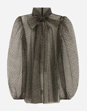 Dolce & Gabbana Mesh Pussy-bow Blouse - Gold