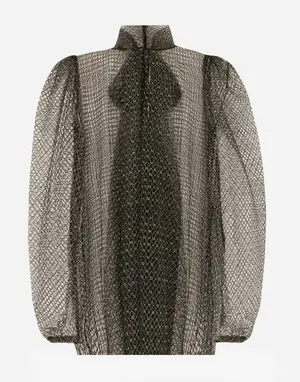 Dolce & Gabbana Mesh Pussy-bow Blouse - Gold