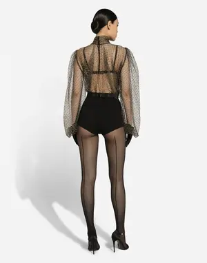 Dolce & Gabbana Mesh Pussy-bow Blouse - Gold