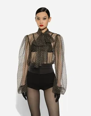 Dolce & Gabbana Mesh Pussy-bow Blouse - Gold