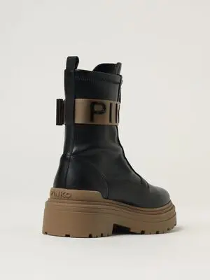 Pinko Zip Up Buckled Ankle Boots - Black