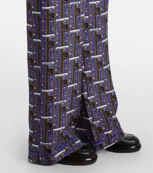 Burberry Checked Silk Straight Pants