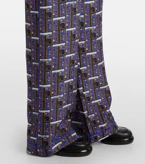 Burberry Checked Silk Straight Pants