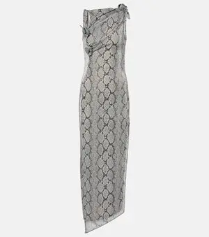 Coperni Snake-effect Asymmetric Maxi Dress - Grey