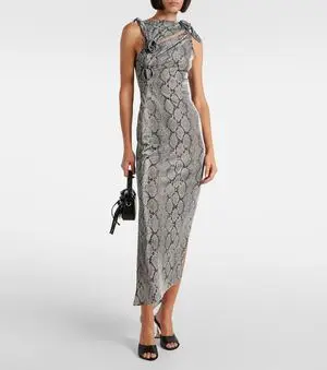 Coperni Snake-effect Asymmetric Maxi Dress - Grey