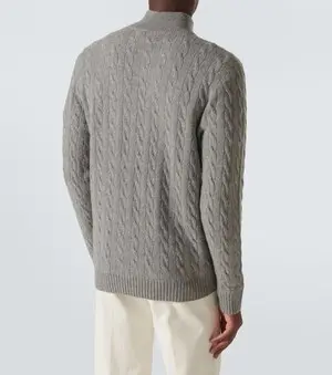 Polo Ralph Lauren Cable-knit Wool And Cashmere Half-zip Sweater - Grey