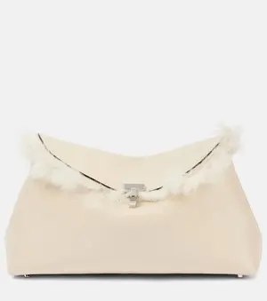 TOTÊME T-lock Shearling-lined Leather Clutch - White