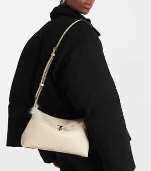 TOTEME T-lock Shearling-lined Leather Clutch - White