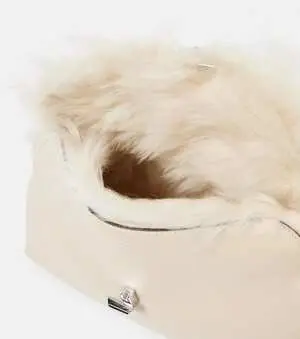 TOTEME T-lock Shearling-lined Leather Clutch - White