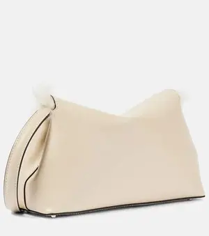 TOTEME T-lock Shearling-lined Leather Clutch - White