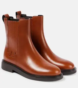 Tory Burch T Monogram Leather Chelsea Boots - Brown