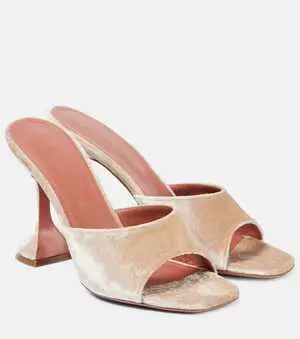 Amina Muaddi Lupita 95 Velvet Mules - Beige