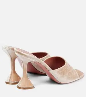 Amina Muaddi Lupita 95 Velvet Mules - Beige