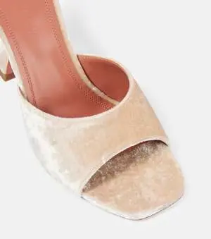 Amina Muaddi Lupita 95 Velvet Mules - Beige