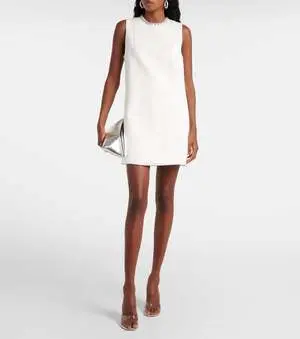 AREA Embellished Open Back Mini Dress - White