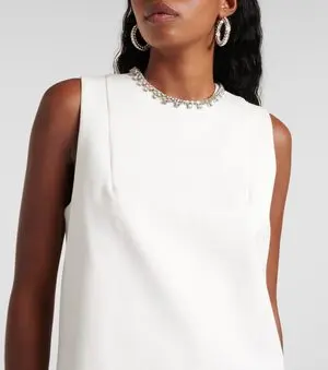 AREA Embellished Open Back Mini Dress - White