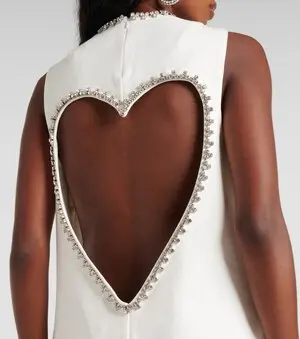 AREA Embellished Open Back Mini Dress - White