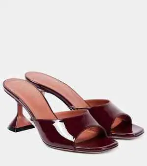 Amina Muaddi Lupita 70 Patent Leather Mules - Burgundy