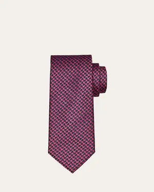 Charvet Zigzag Woven Silk Neck Tie 4-brn