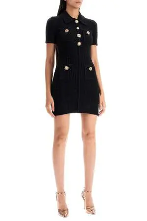Self-Portrait Boucl Knit Mini Dress In Black - 15% Off | Editorialist