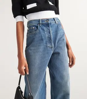 Prada Triangle Wide-leg Jeans - Blue