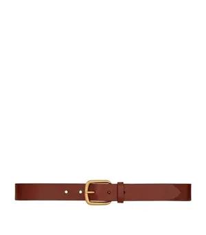 Saint Laurent Leather Belt With Gold-tone Buckle