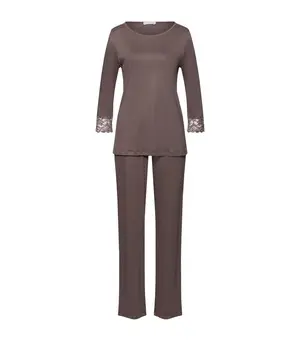 Hanro Cotton Moments Pyjama Set Brown