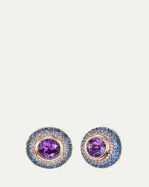EMILY P. WHEELER 18k Yellow Gold Ombre Amethyst And Sapphire Button Stud Earrings