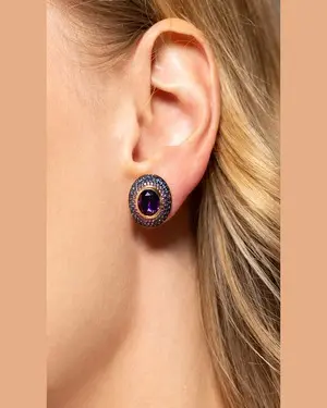 EMILY P. WHEELER 18k Yellow Gold Ombre Amethyst And Sapphire Button Stud Earrings