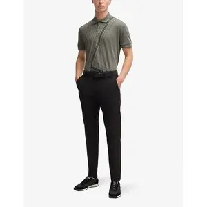 BOSS Interlock Fineline-artwork Cotton-jersey Polo Shirt - Light/pastel Grey