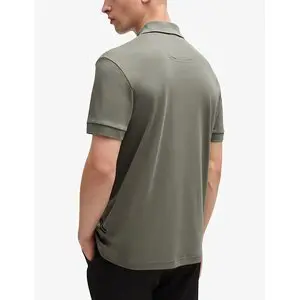 BOSS Interlock Fineline-artwork Cotton-jersey Polo Shirt - Light/pastel Grey