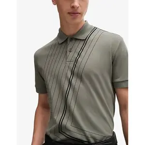 BOSS Interlock Fineline-artwork Cotton-jersey Polo Shirt - Light/pastel Grey
