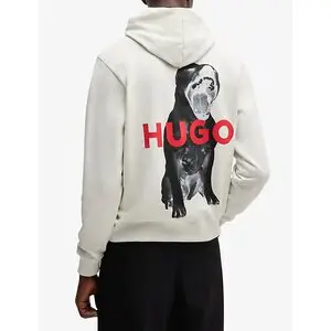 Hugo Animal-graphic Regular-fit Cotton-jersey Hoody - Natural