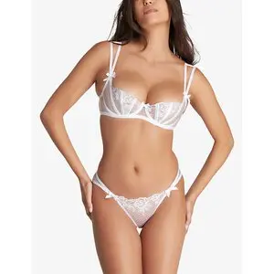 Agent Provocateur Rosia Bow-embroidered Mid-rise Woven Briefs