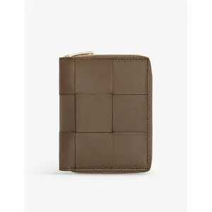 Bottega Veneta Intrecciato Padded Zip-around Leather Wallet - Taupe Grey
