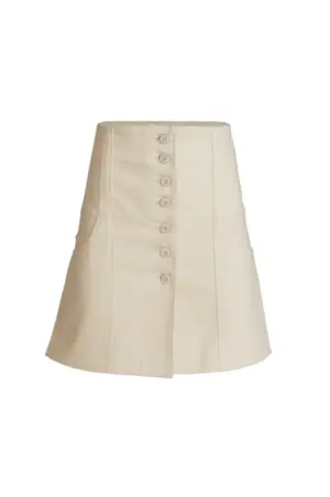 JENDUE Chaby Denim Mini Skirt With Button-front And Contrast Stitching - Deep Blue