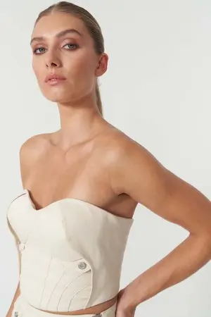 JENDUE Chaby Strapless Corset Crop Top