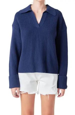 GREY LAB Rib Polo Sweater