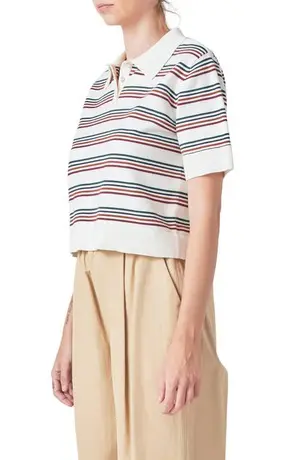 GREY LAB Stripe Short Sleeve Polo Sweater
