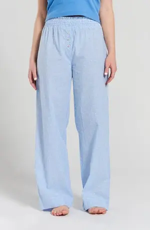 PEACHAUS Chicory Striped Woven-cotton Pajama Pants - Mountain Blue